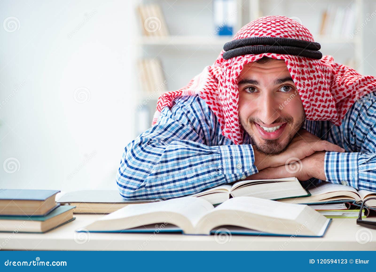 The Arab Student Preparing for University Exams Stock Image - Image of ...