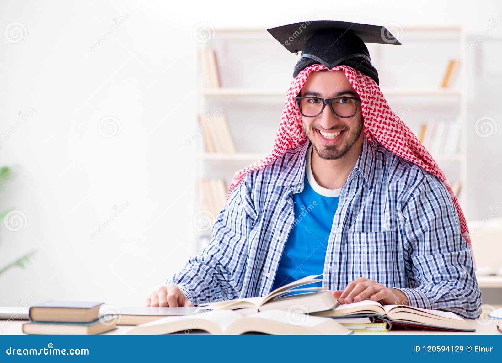 The Arab Student Preparing for University Exams Stock Image - Image of ...