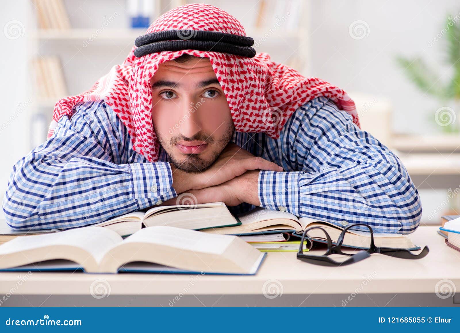 The Arab Student Preparing for University Exams Stock Image - Image of ...