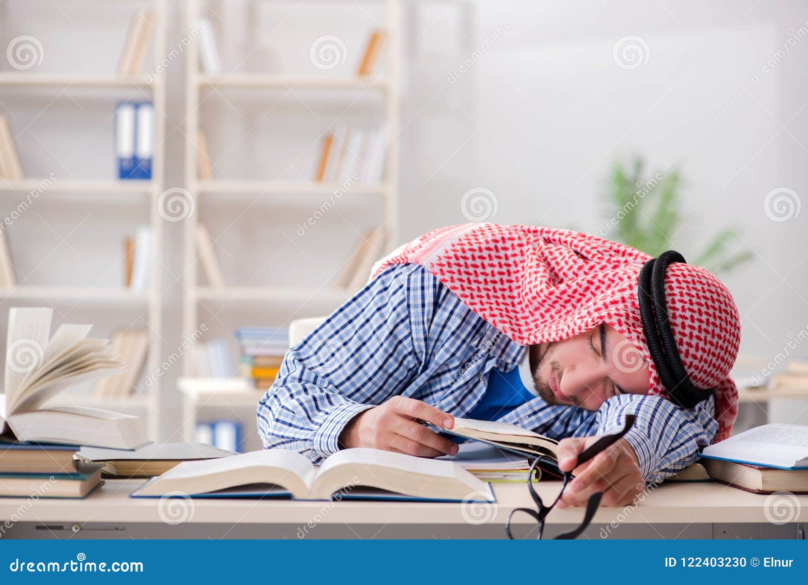 The Arab Student Preparing for University Exams Stock Photo - Image of ...