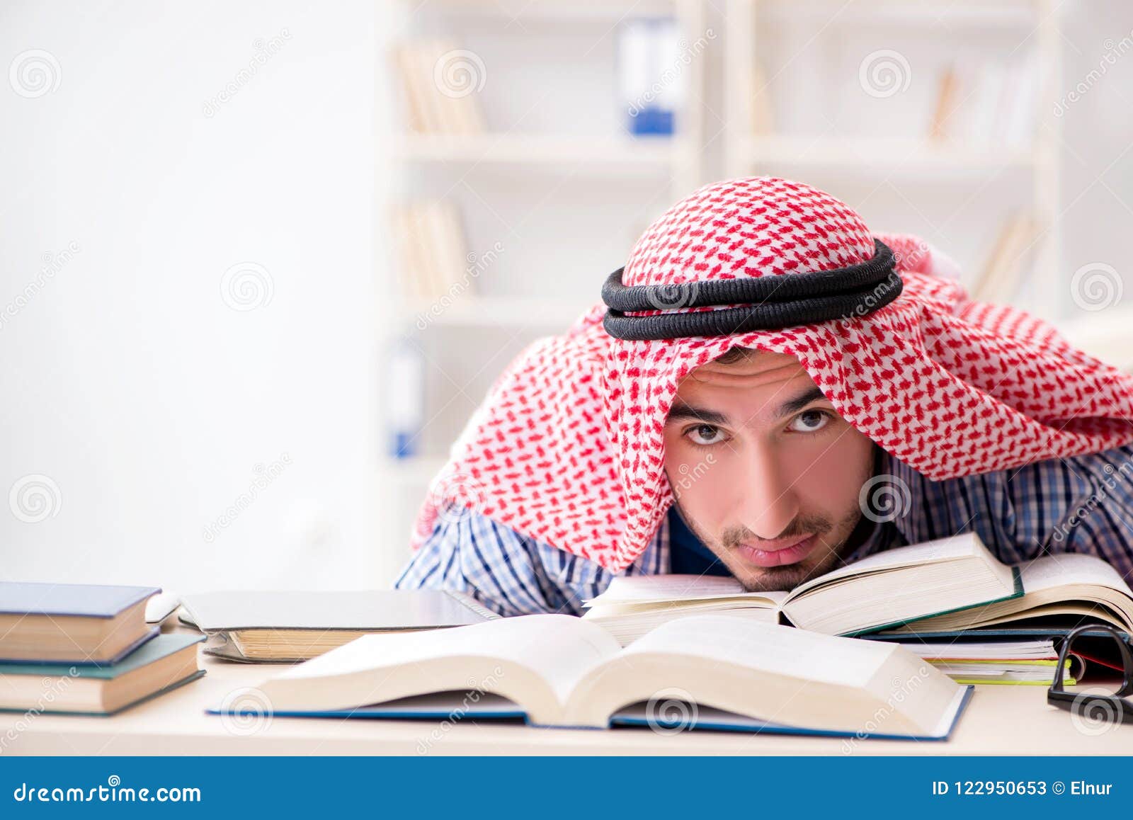 The Arab Student Preparing for University Exams Stock Image - Image of ...