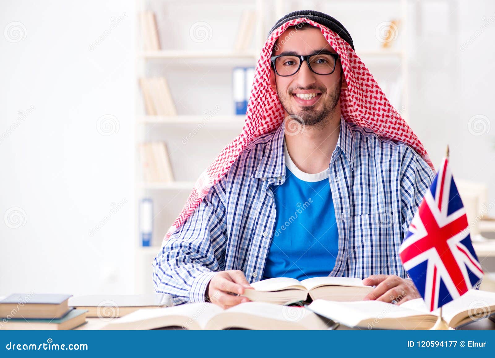 The Arab Student Studying English Language Stock Image - Image of ...