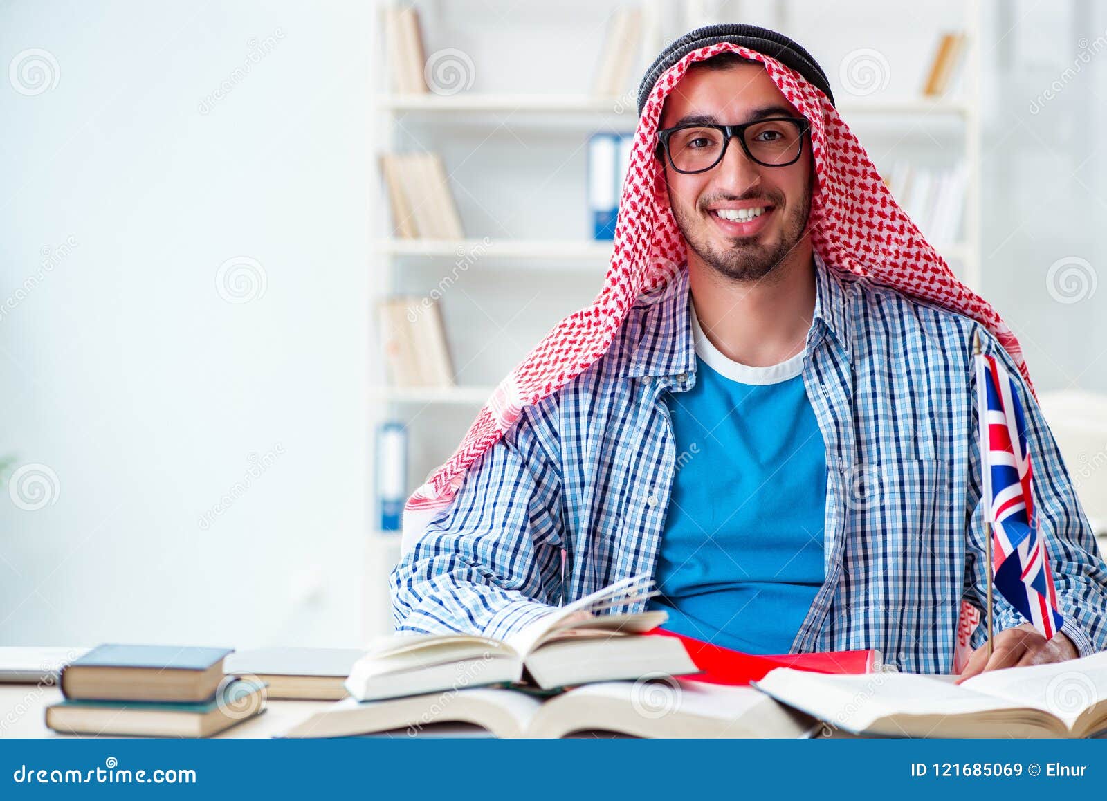 The Arab Student Studying English Language Stock Image - Image of ...
