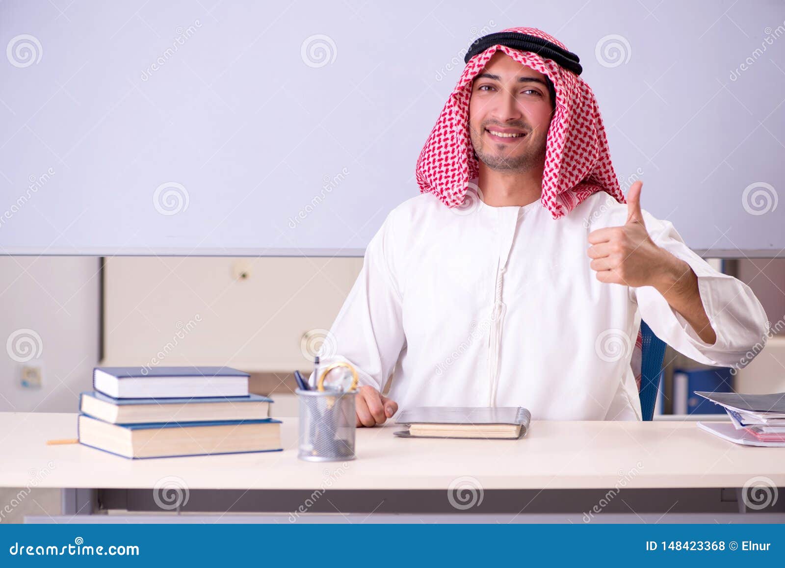 The Arab Teacher in Front of Whiteboard Stock Photo - Image of arabic ...