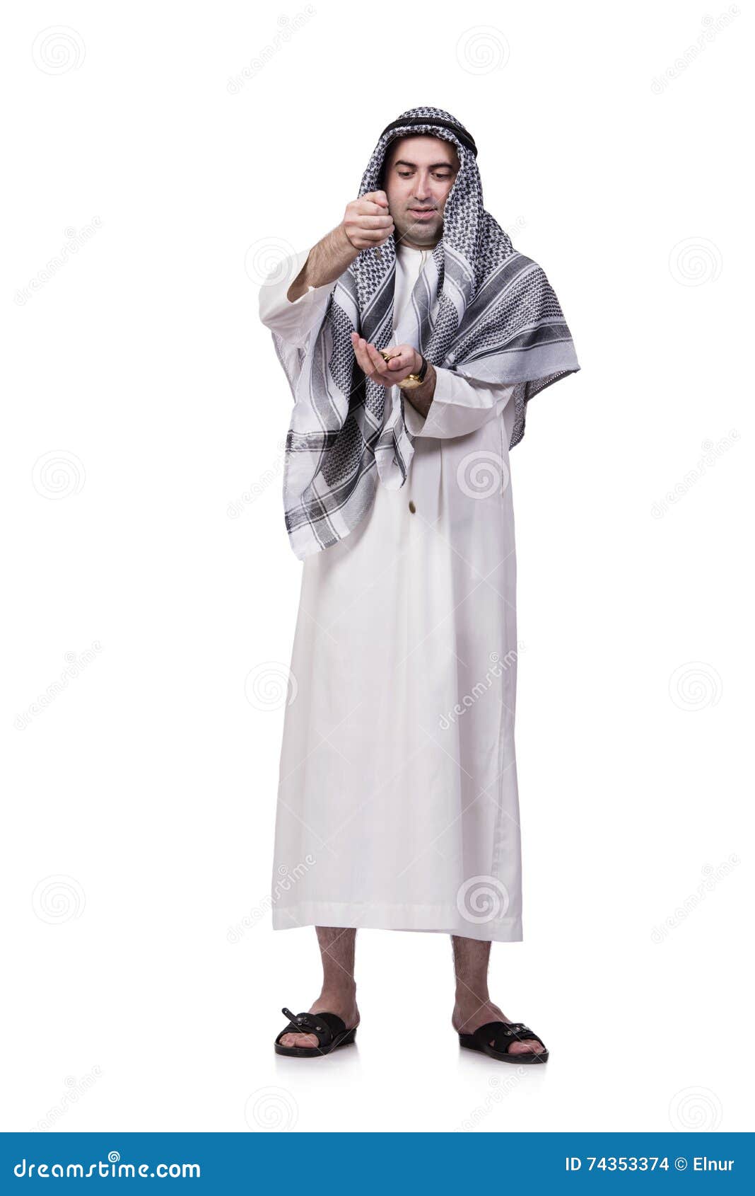 The Arab Throwing Coins Isolated on White Stock Photo - Image of ...