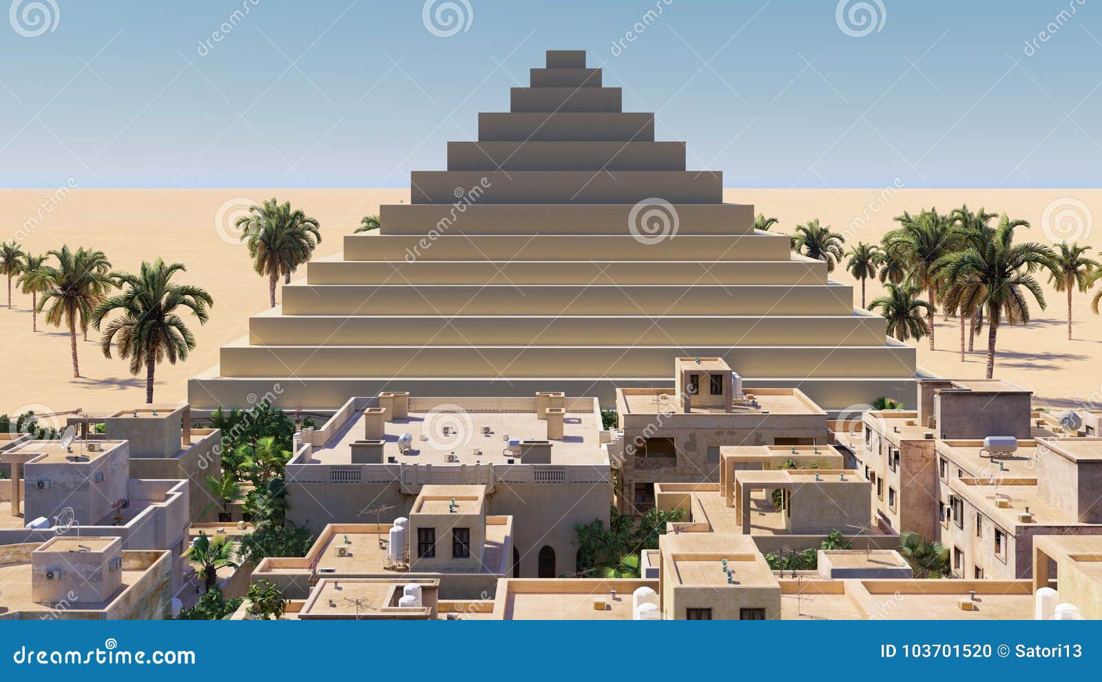 Arab Town in Middle East, 3d Rendering Stock Illustration ...