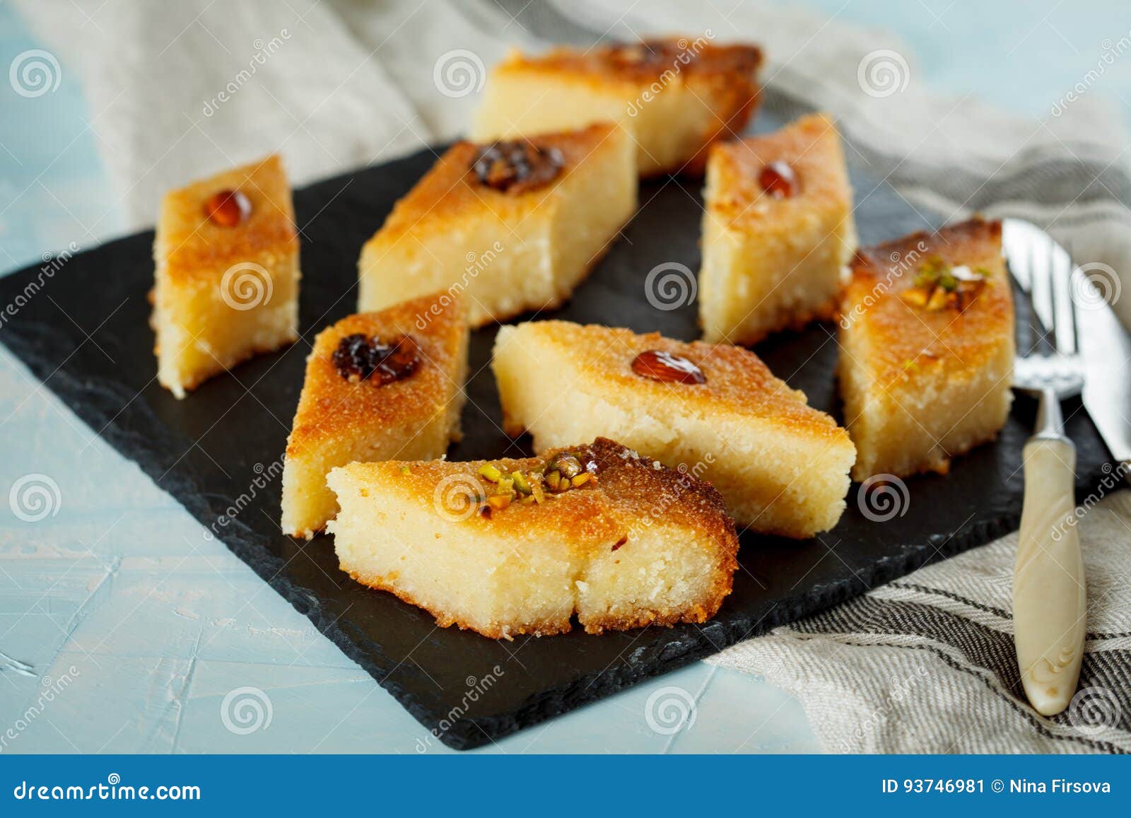 Arab traditional basbousa stock image. Image of sugar - 93746981