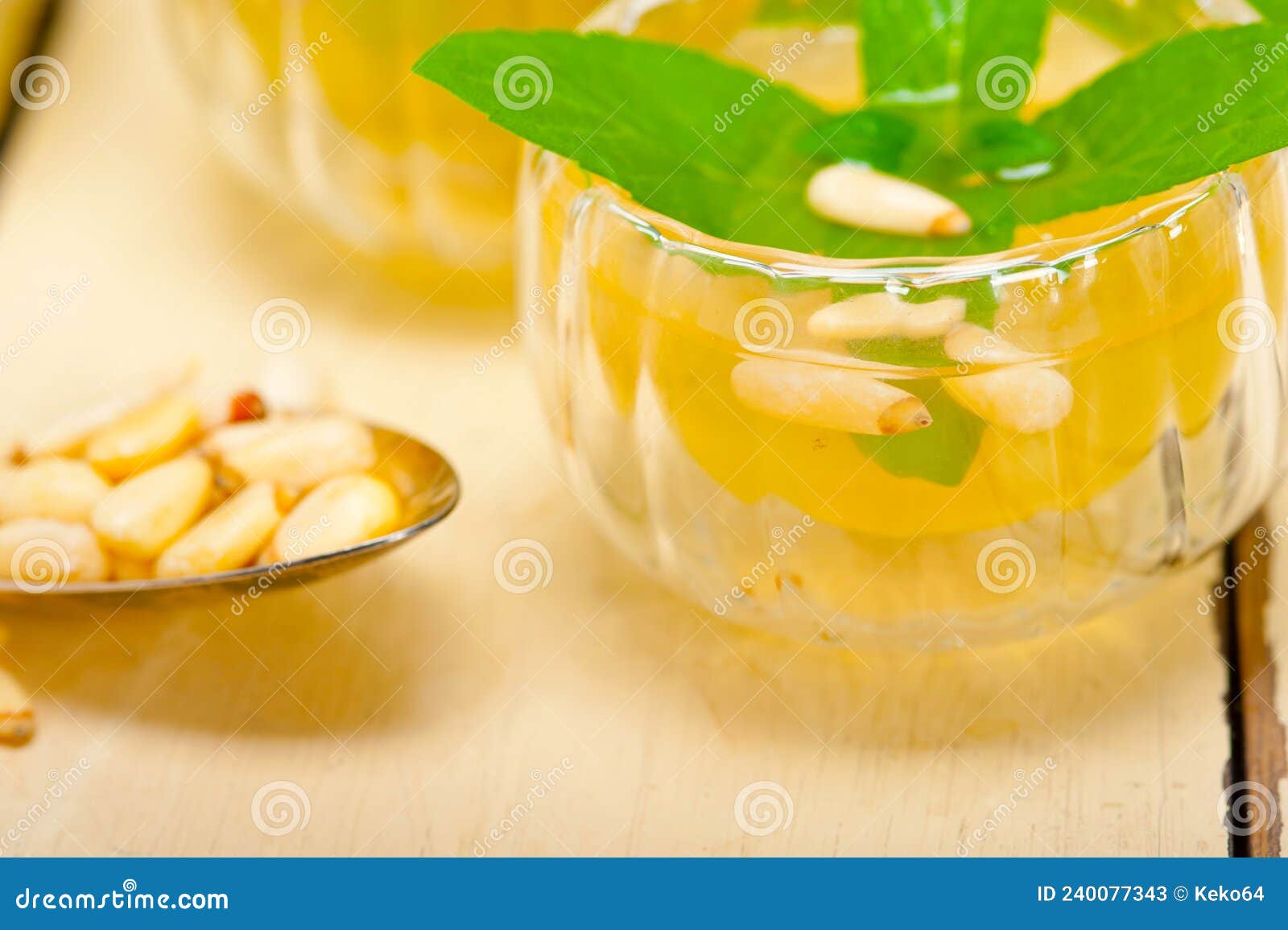 Arab Traditional Mint and Pine Nuts Tea Stock Image - Image of glass ...