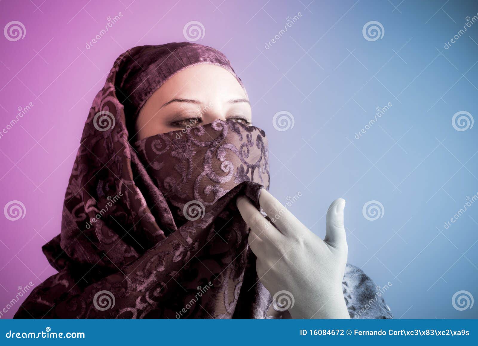 Arab Veiled Woman Dressed Lit with Two Lights Stock Photo - Image of ...