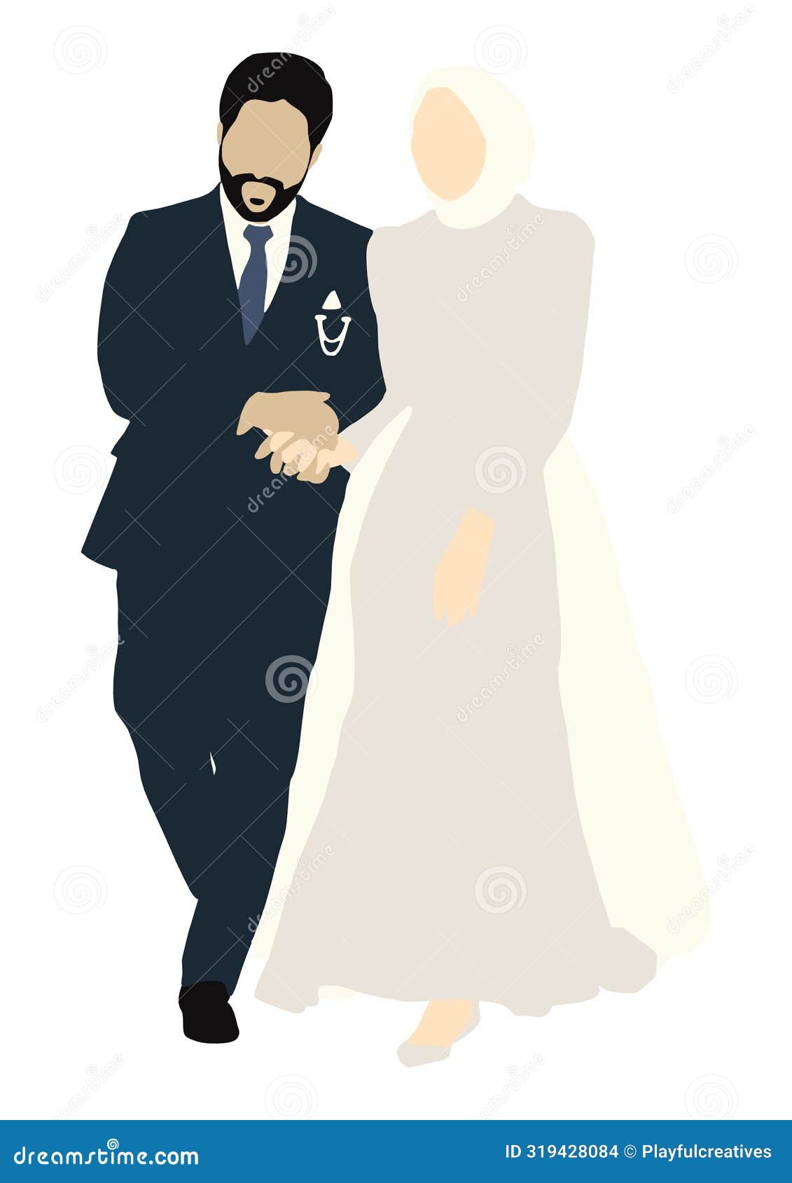 Arab Wedding Landing Page Template. Muslim Newlywed Man And Woman Wear Festive Dresses Celebrate ...