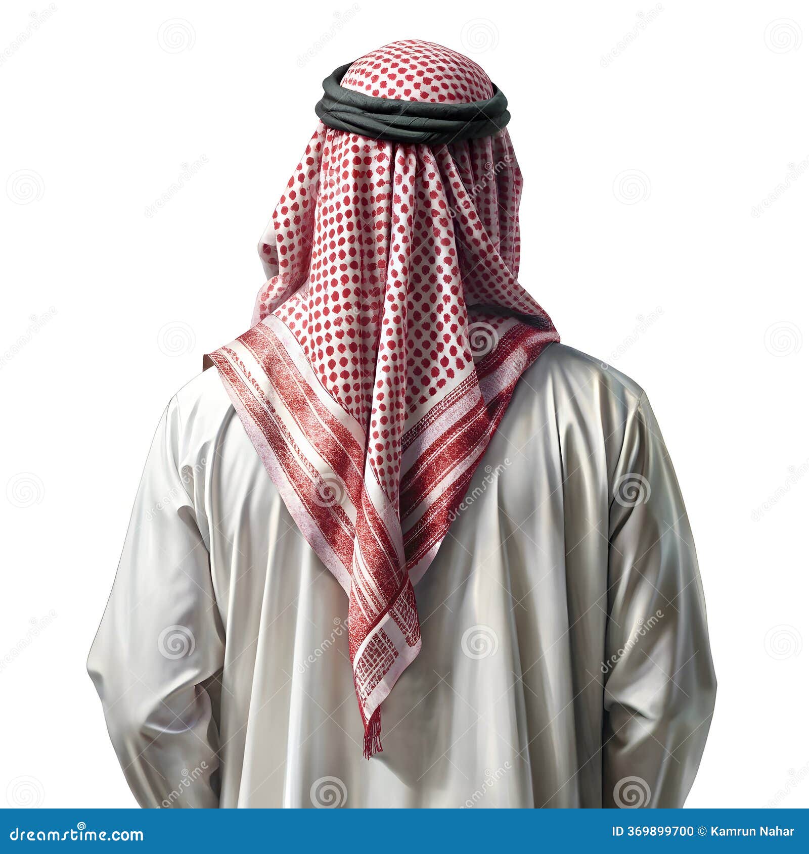 Arab White Thobe Back View Middle Eastern Traditional Attire Stock ...
