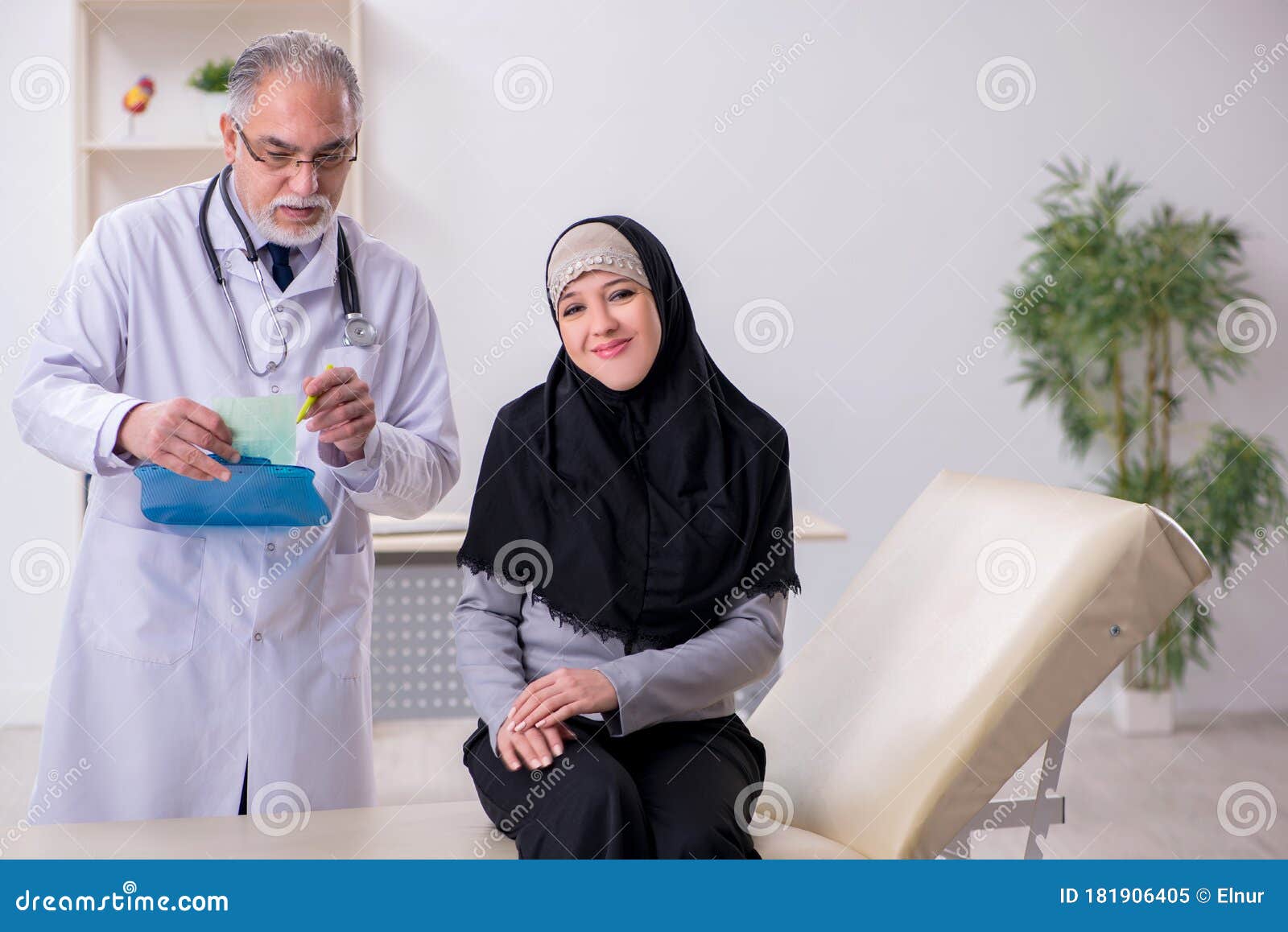 Arab Woman Visiting Experienced Doctor Stock Image - Image of medical ...