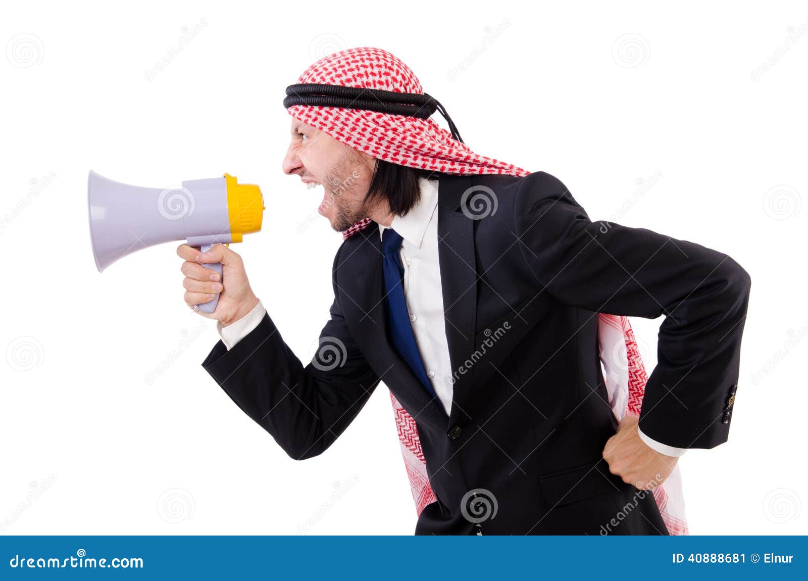 Arab Yelling with Loudspeaker Stock Image - Image of kurta, bohra: 40888681