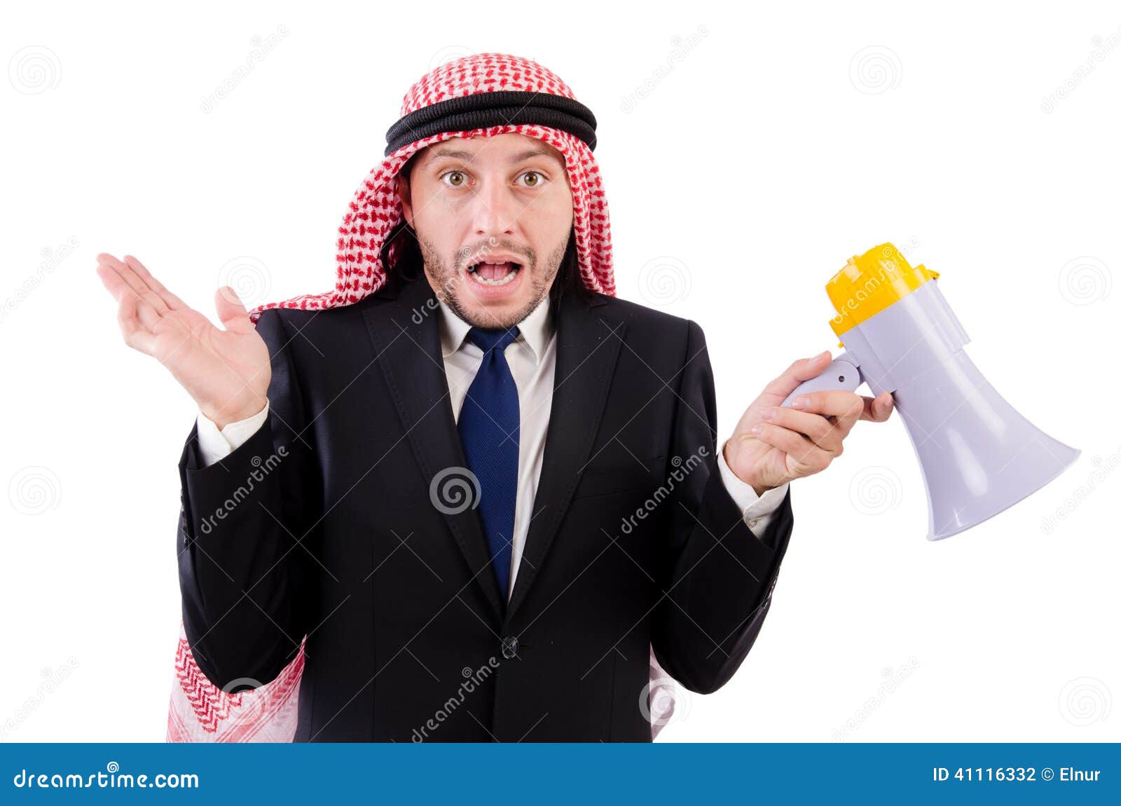Arab Yelling with Loudspeaker Stock Photo - Image of islamic, isolated ...
