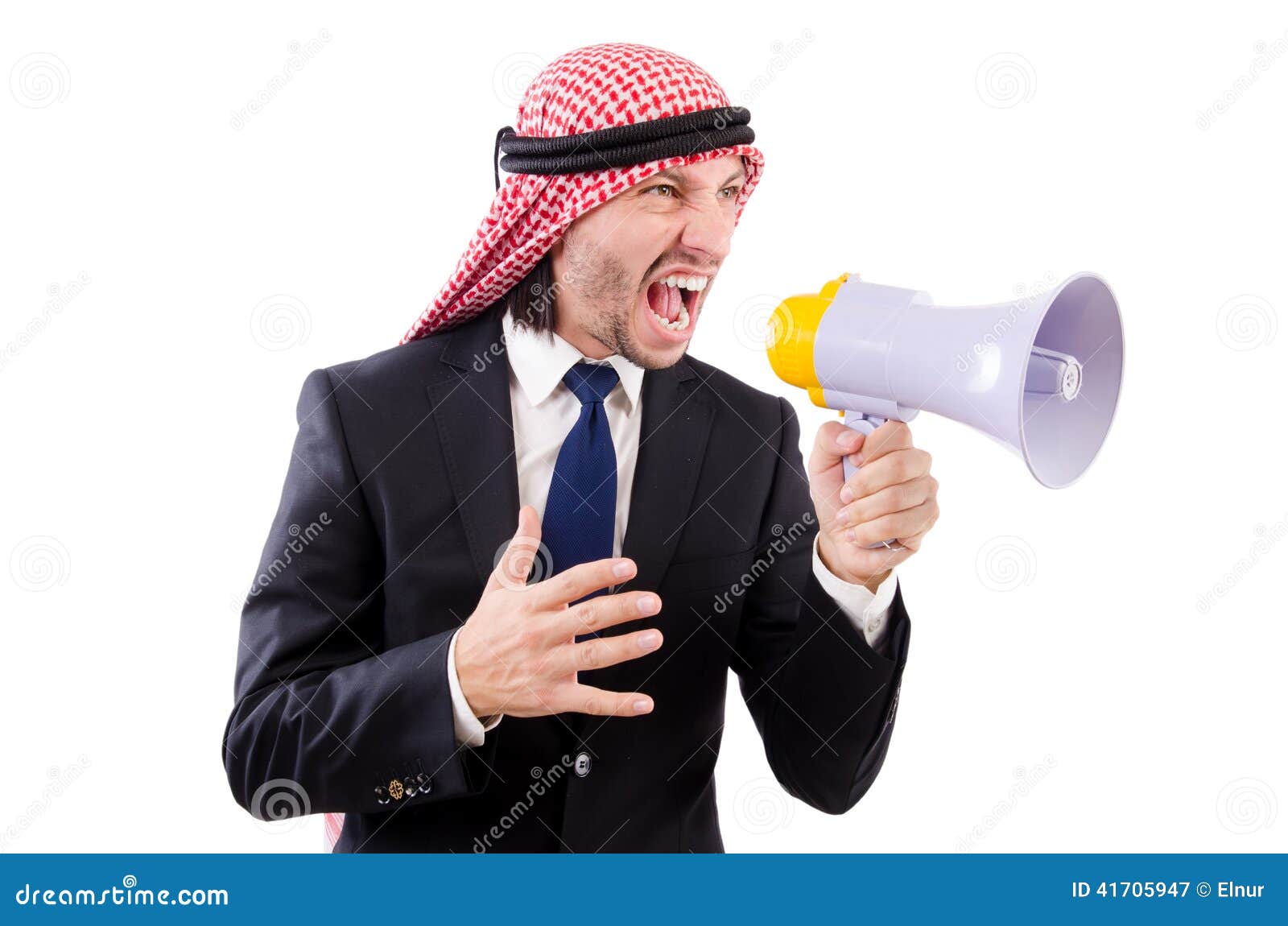 Arab Yelling with Loudspeaker Isolated Stock Image - Image of arab ...