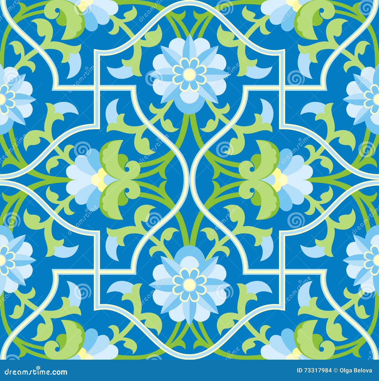 Arabesque on a Blue Background Stock Vector - Illustration of seamless ...