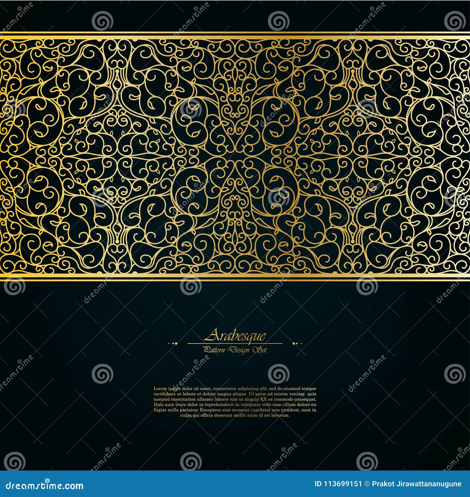 Arabesque Eastern Abstract Element Dark Gold Background Vector Stock ...