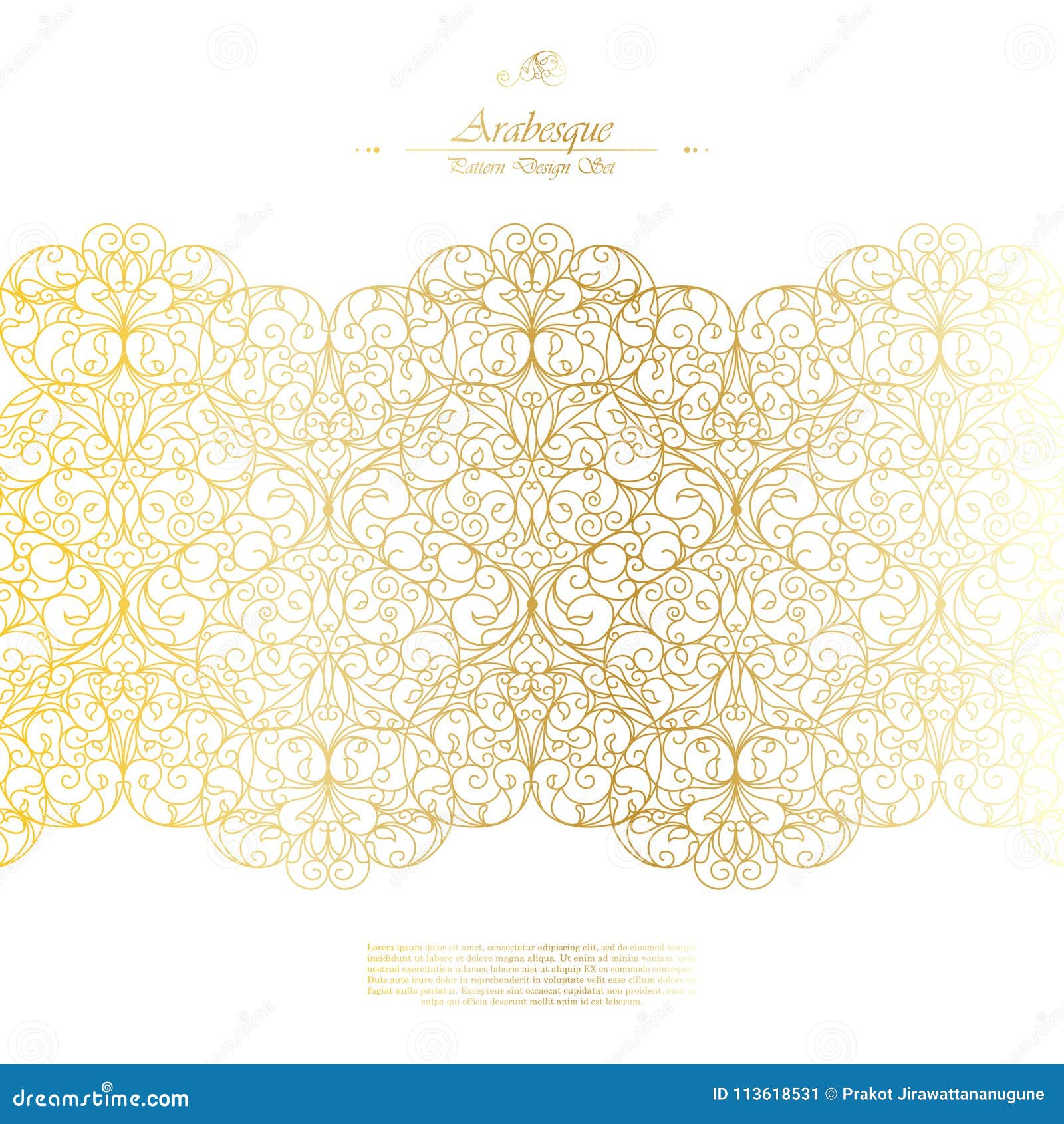 Arabesque Eastern Element Vintage White And Gold Background Border ...