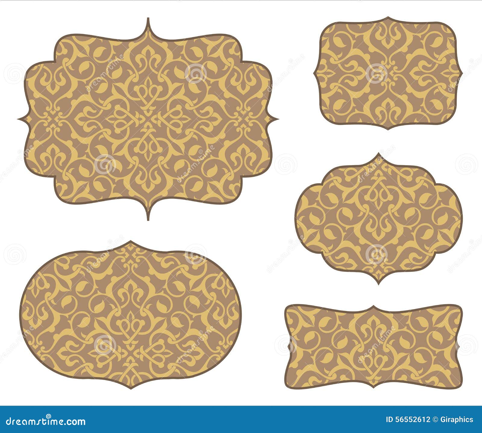 Arabesque Frames with Seamless Pattern Stock Vector - Illustration of ...
