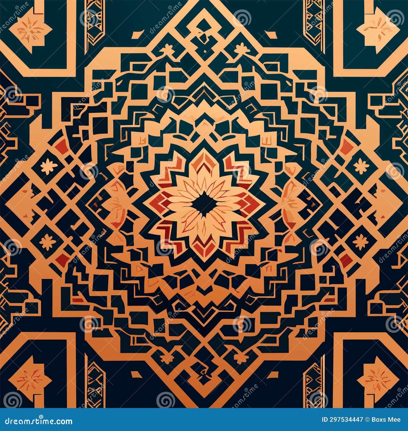 Arabesque Geometric Pattern. 3d Rendering, 3d Illustration Stock Vector ...