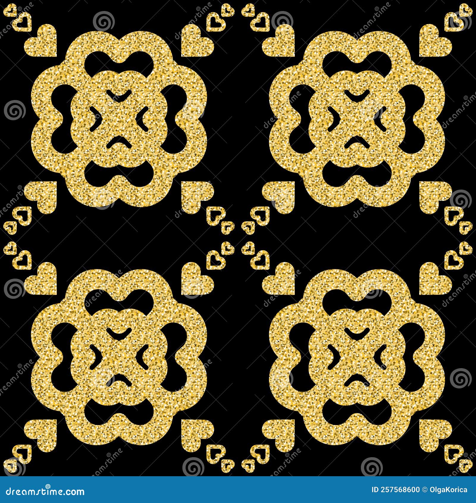 Arabesque Gold Black Seamless Pattern Arabic Style for Textile and ...