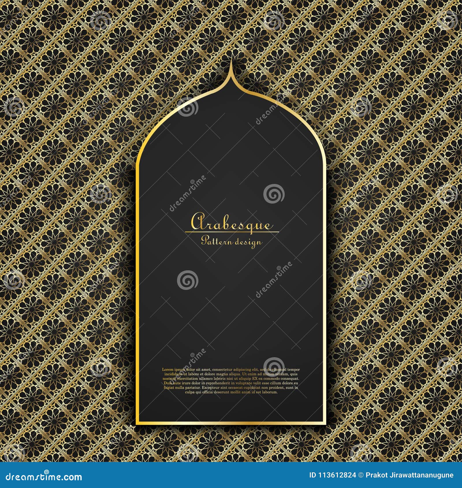 Arabesque Gold Pattern Background Arch Template Vector Stock Vector ...