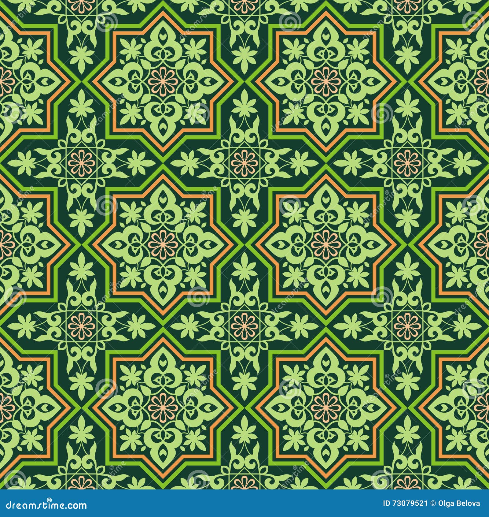 Arabesque On A Green Background Stock Vector - Illustration of adha ...