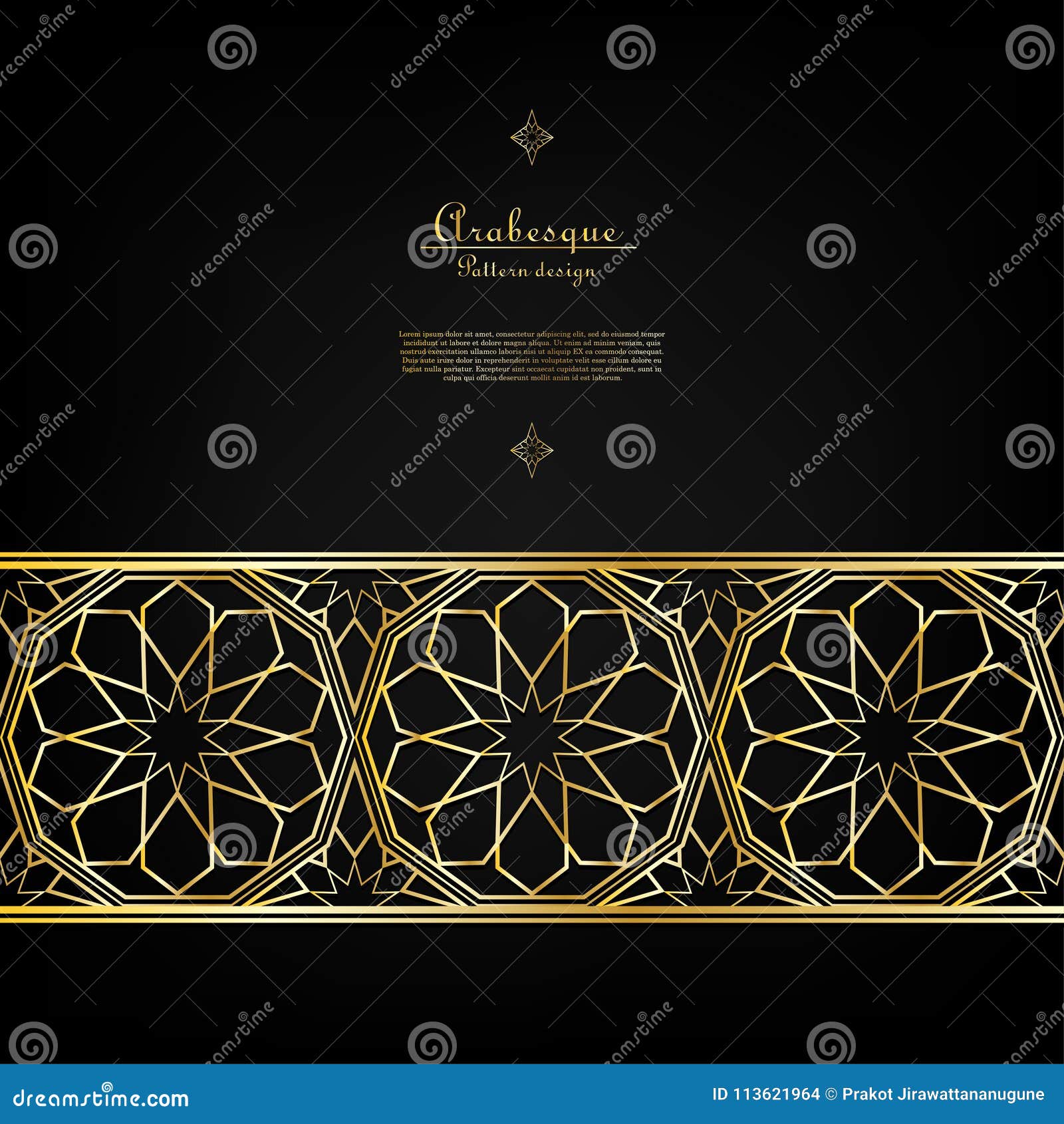 Arabesque Islamic Pattern Gold Flower Background Vector Stock Vector ...