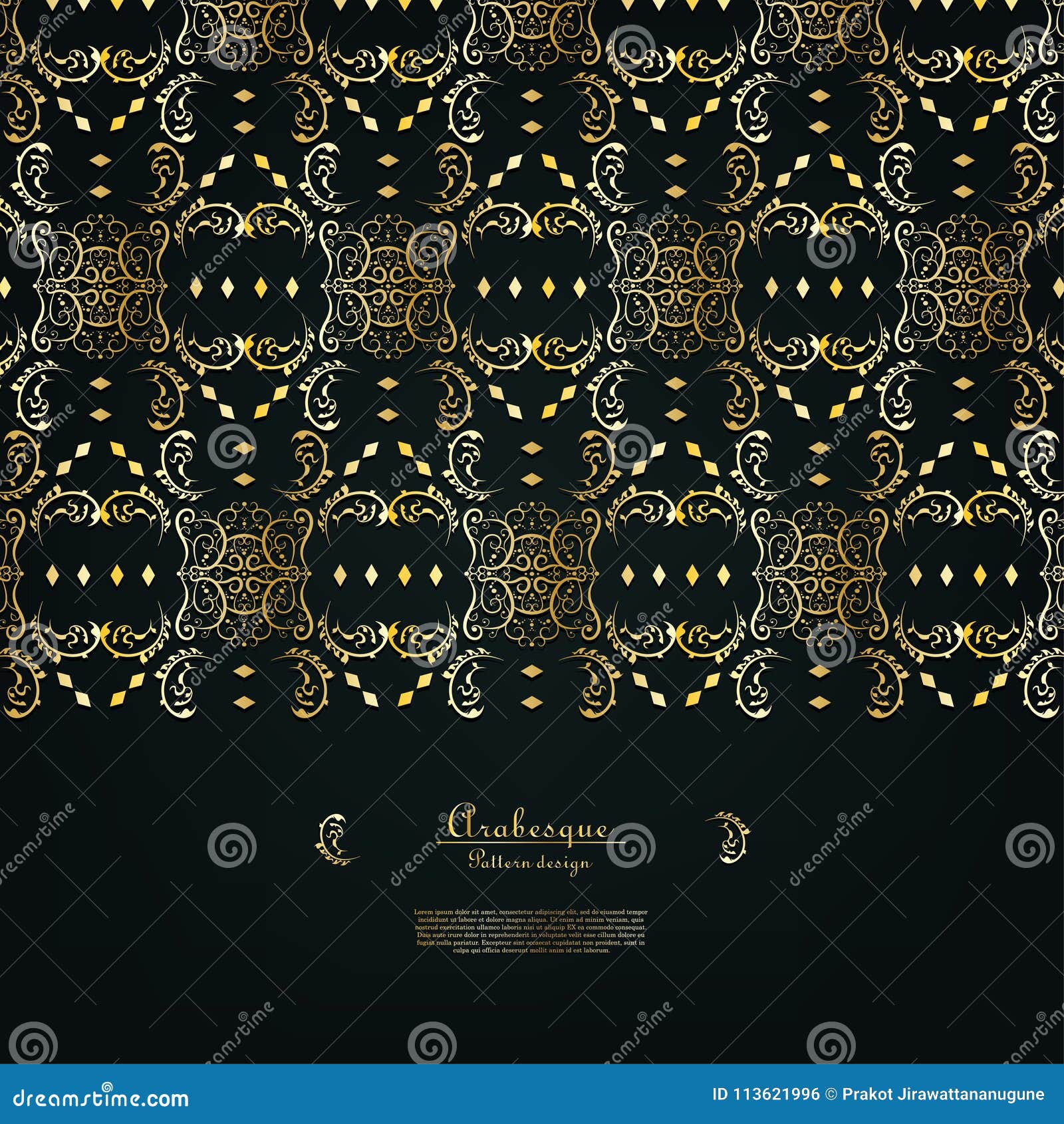 Arabesque Orient Element Gold Background Border Vector Stock Vector ...