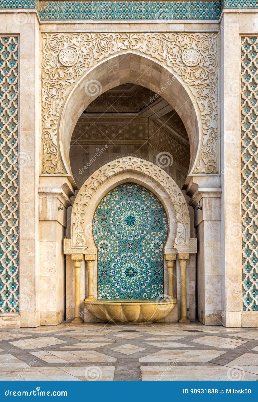 Arabesque Pattern at the Fountain at Mosque of Hasan II. in Casablanca ...