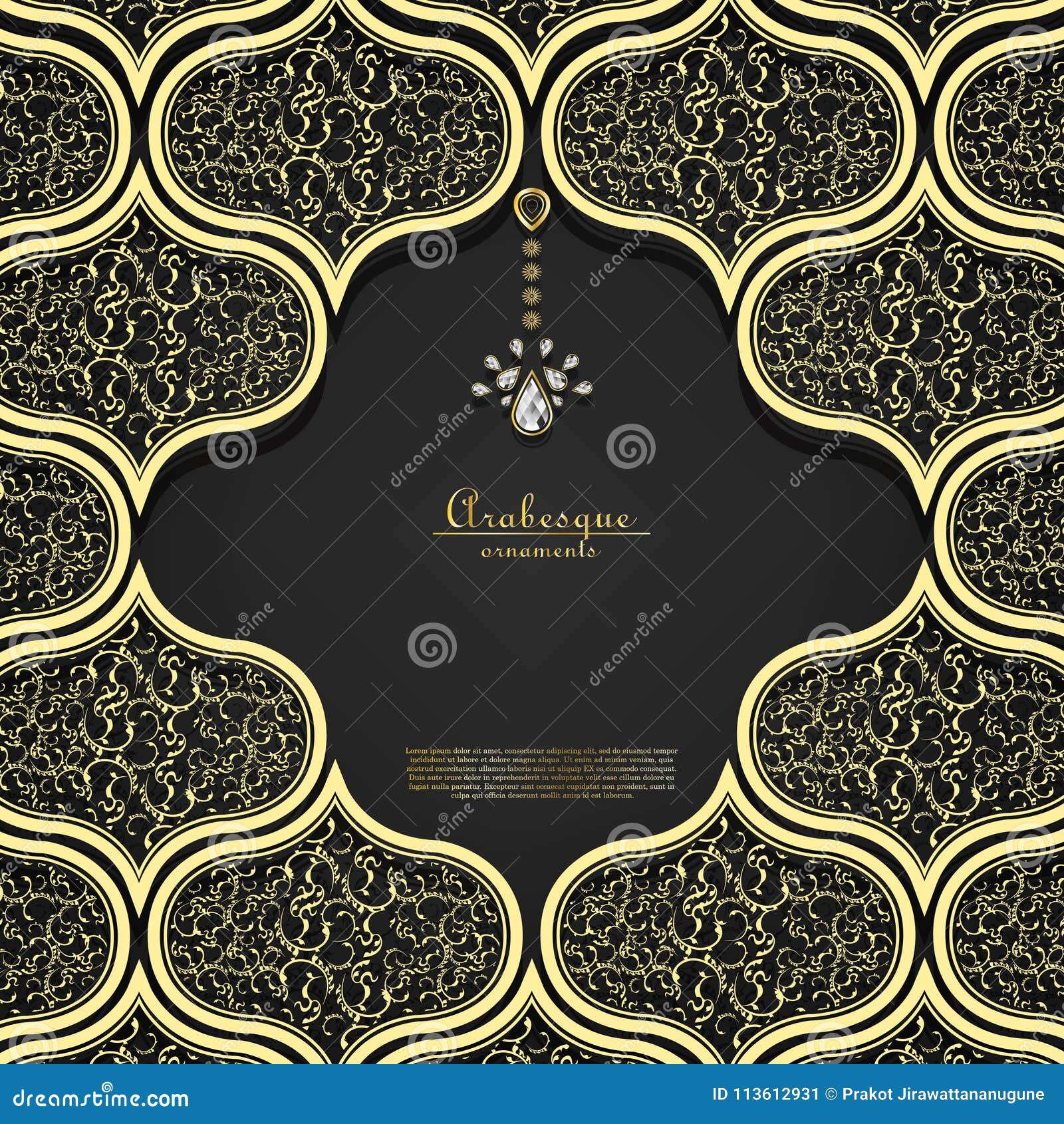 Arabesque Pattern with Precious Ornament Background Template Vector ...