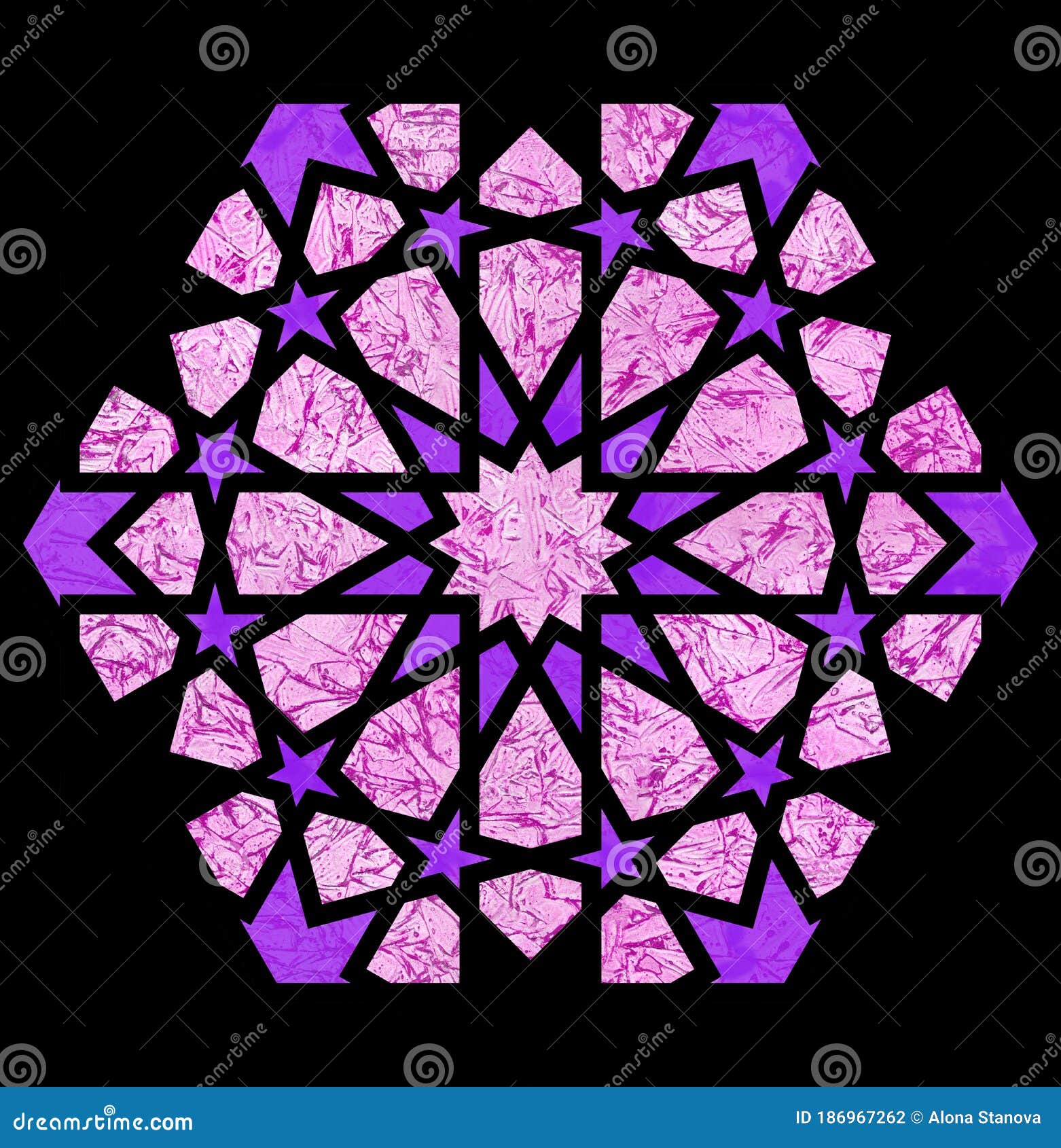 Arabesque Rich Star Element, Decor on Black Background Stock Photo ...