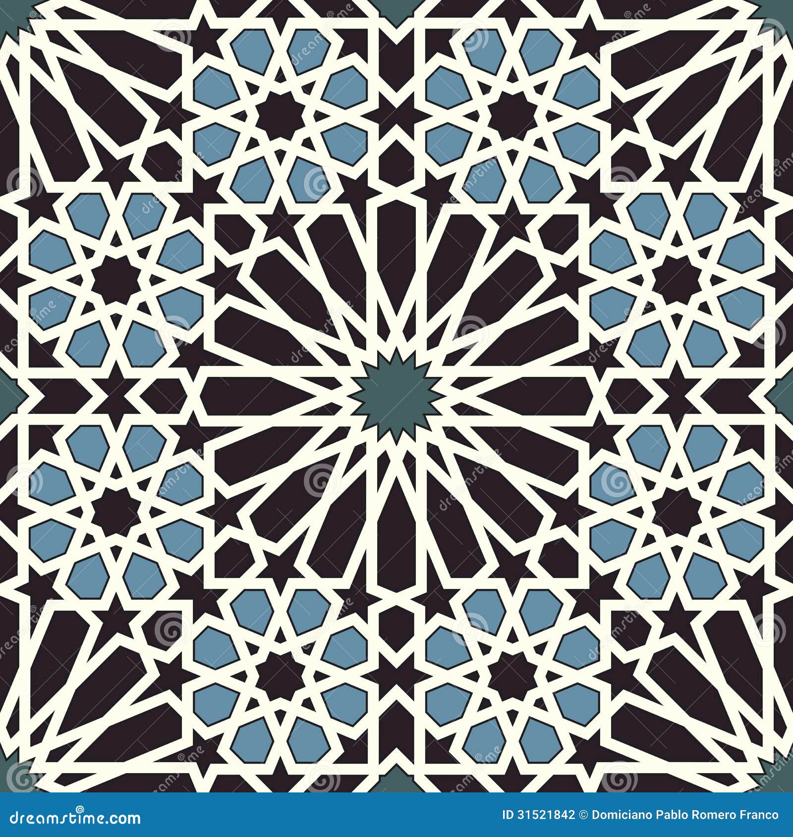 Arabesque Seamless Pattern In Blue And Black Stock Photography - Image ...