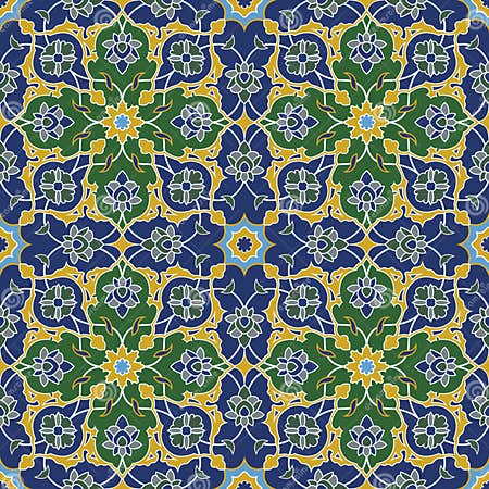 Arabesque Seamless Pattern in Blue and Green Stock Vector ...