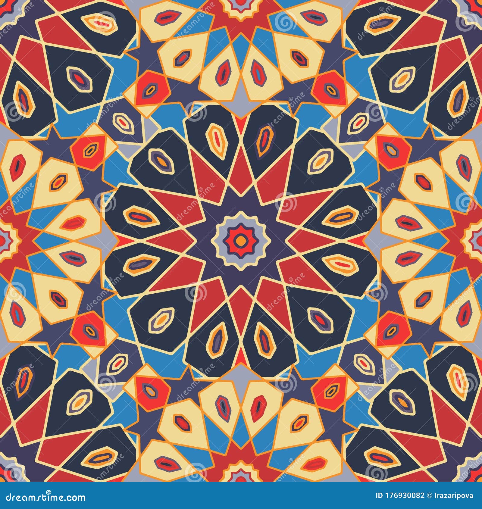 Arabesque Seamless Pattern in Editable Vector File.Islamic Geometric ...