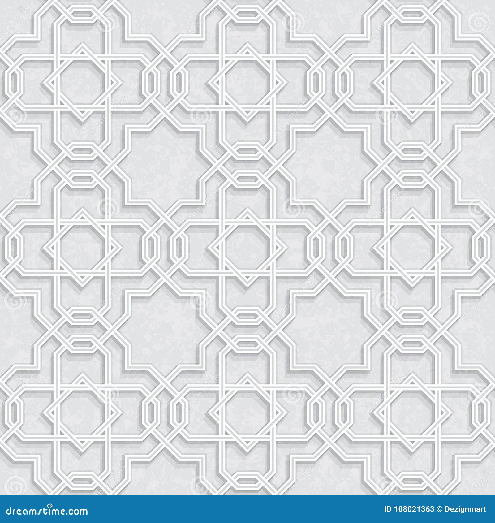 Arabesque Star Pattern with Grunge Light Grey Background, Traditional ...