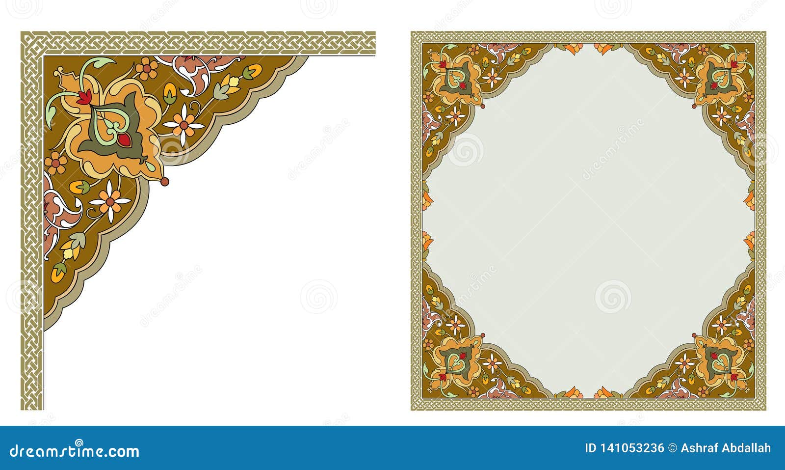 Arabesque Vector - Ornamental Eastern Design, Border Frame, Colored ...