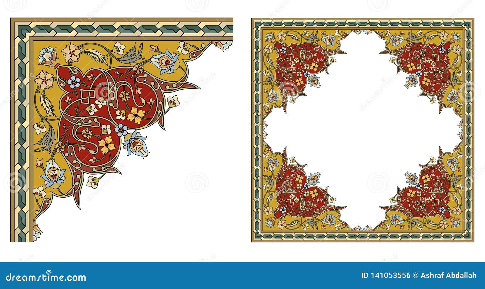 Arabesque Vector - Ornamental Eastern Design, Border Frame, Colored ...