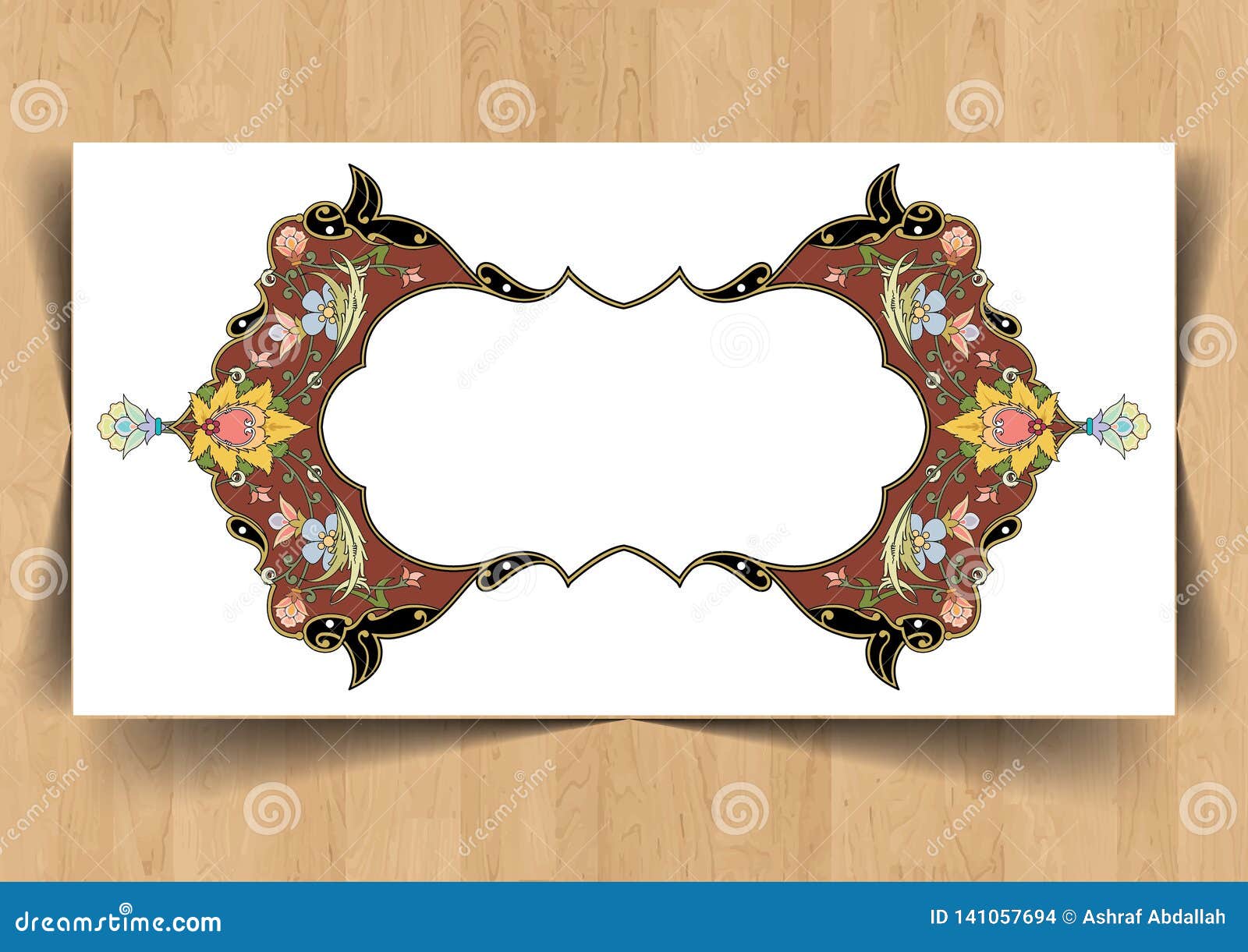 Arabesque Vector - Ornamental Eastern Design, Border Frame, Colored ...