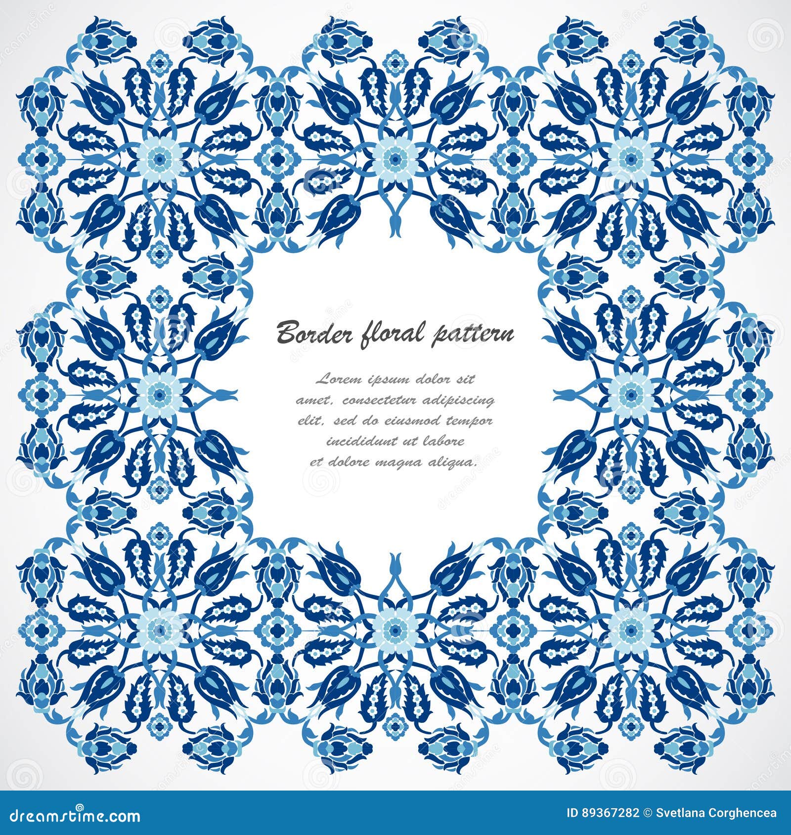 Arabesque Vintage Frame Border Elegant Floral Decoration Print Stock ...