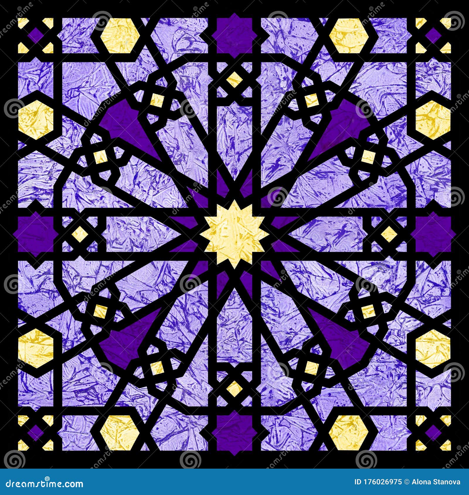 Arabesque Violet Square Textured Tile Stock Illustration - Illustration ...