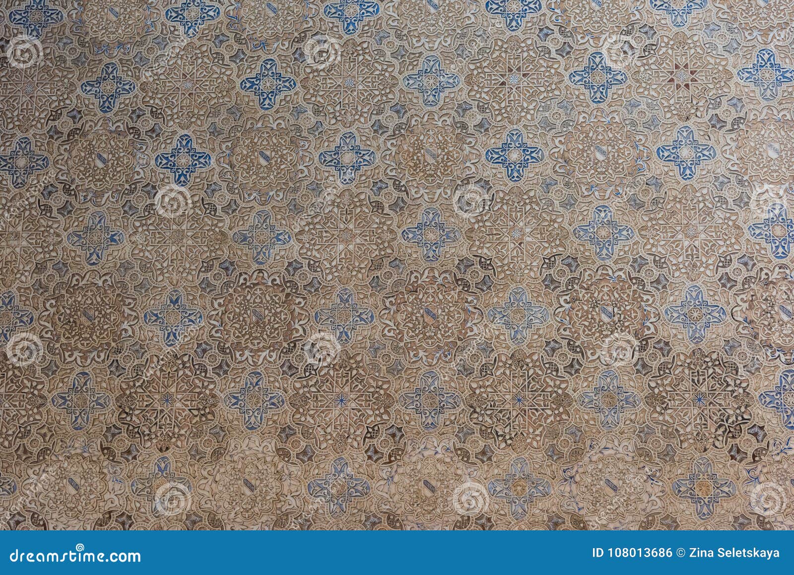 Arabesque Wall Decorations in Alhambra, Spain Stock Photo - Image of ...