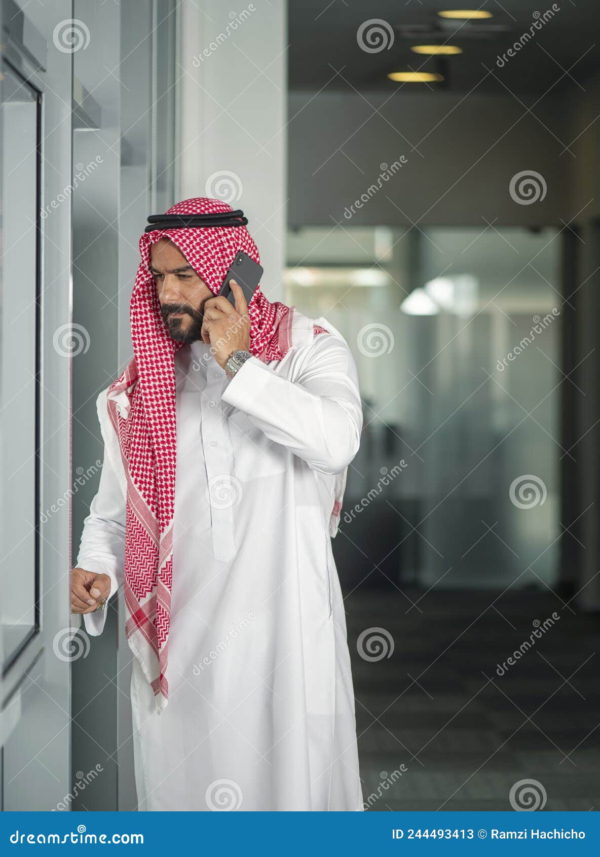 Arabian Businessman Making a Phone Call Stock Image - Image of beard ...
