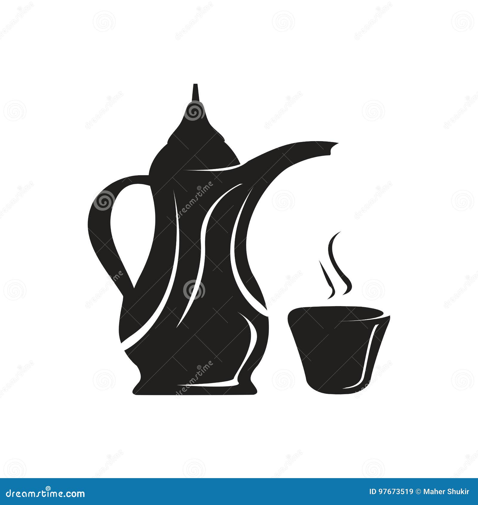 Arabian coffee pot stock vector. Illustration of graphic - 97673519