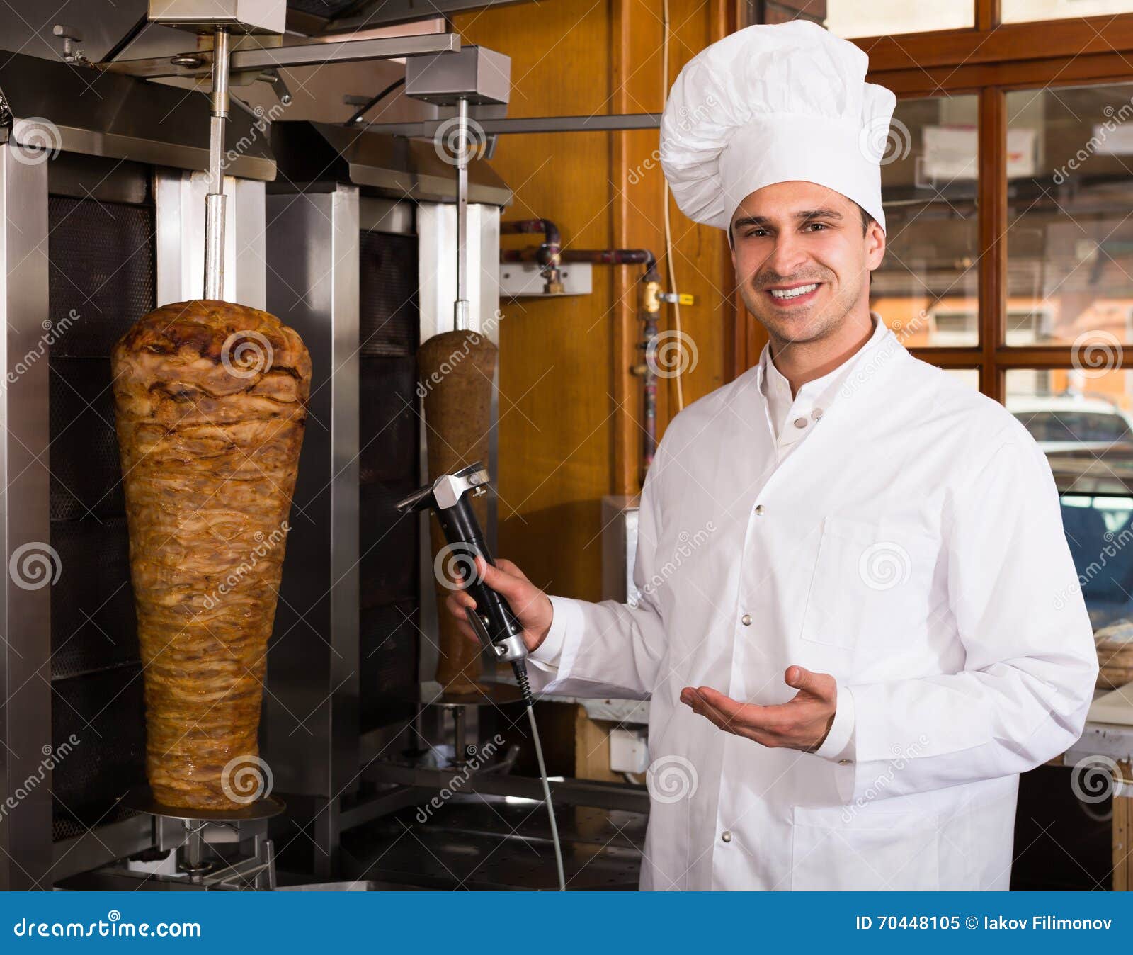 Arabian Cook Posing Near Meat for Kebab Stock Image - Image of prepared ...