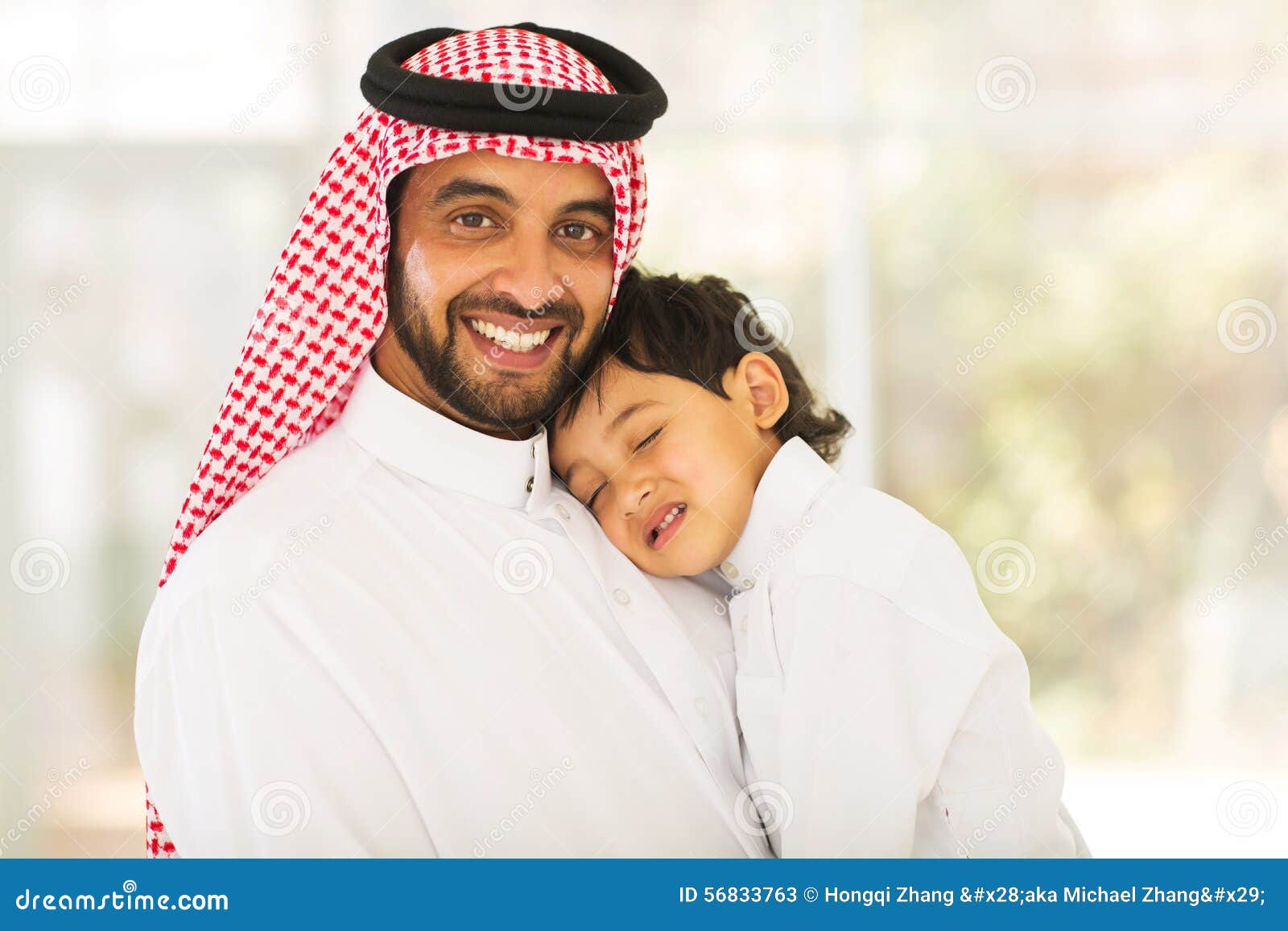 Arabian Father Sleeping Baby Stock Image - Image of arabic, home: 56833763