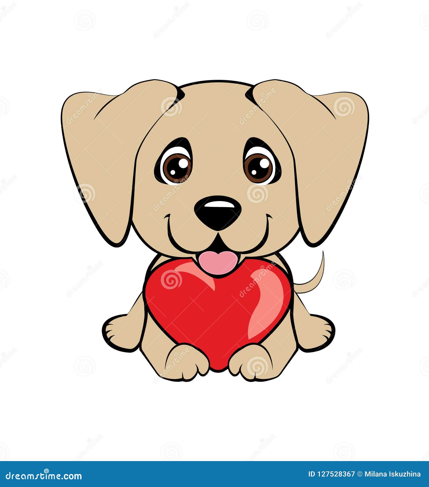 Small, Cute Puppy with Heart. Vector Illustration Stock Vector ...