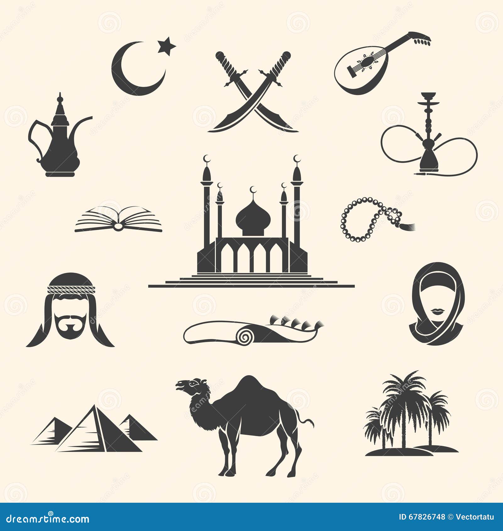 Arabian icons set stock vector. Illustration of muslim - 67826748