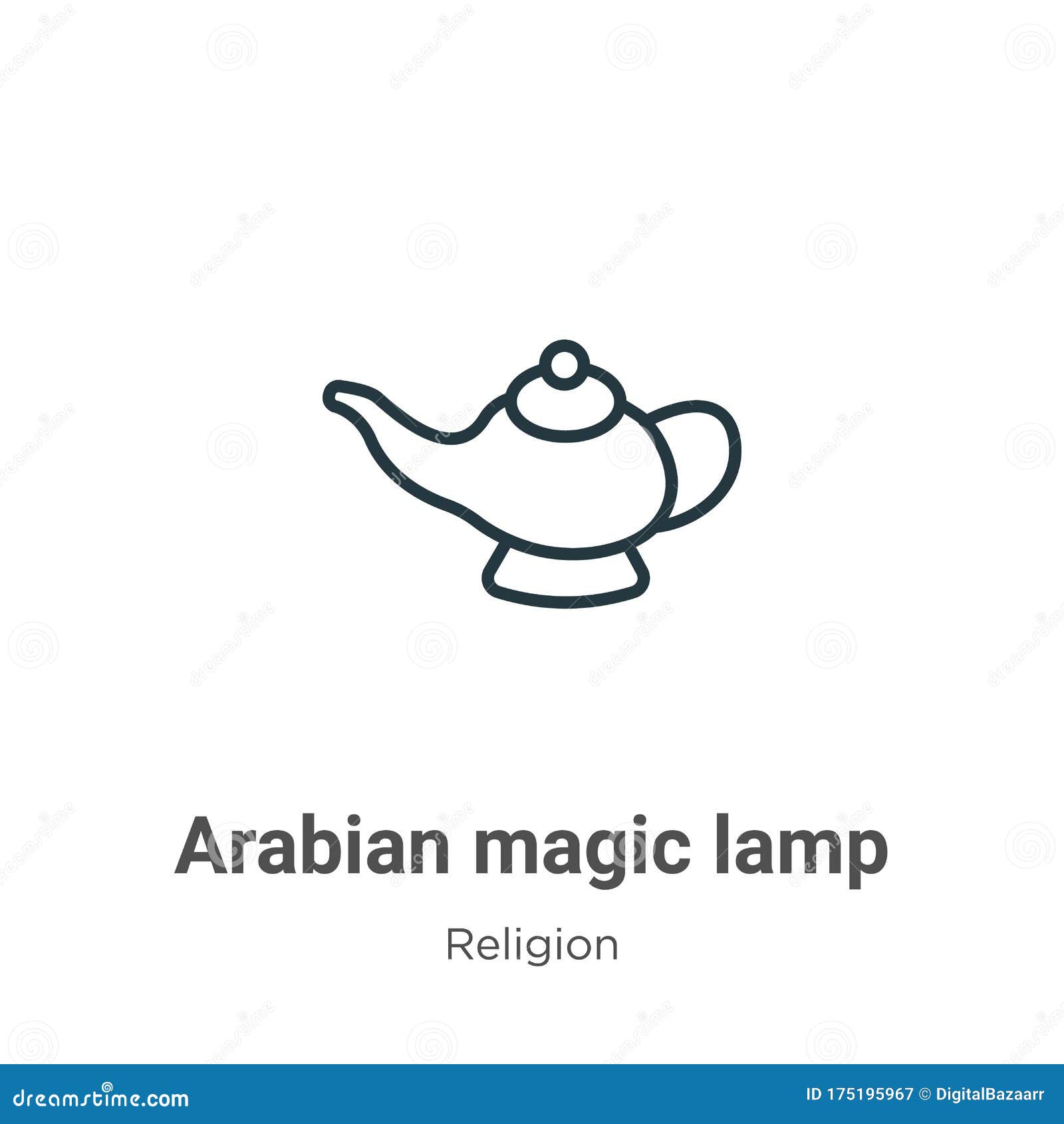 Arabian Magic Fairytale Arms Crossed Genie Lamp Smoke Cartoon Character ...