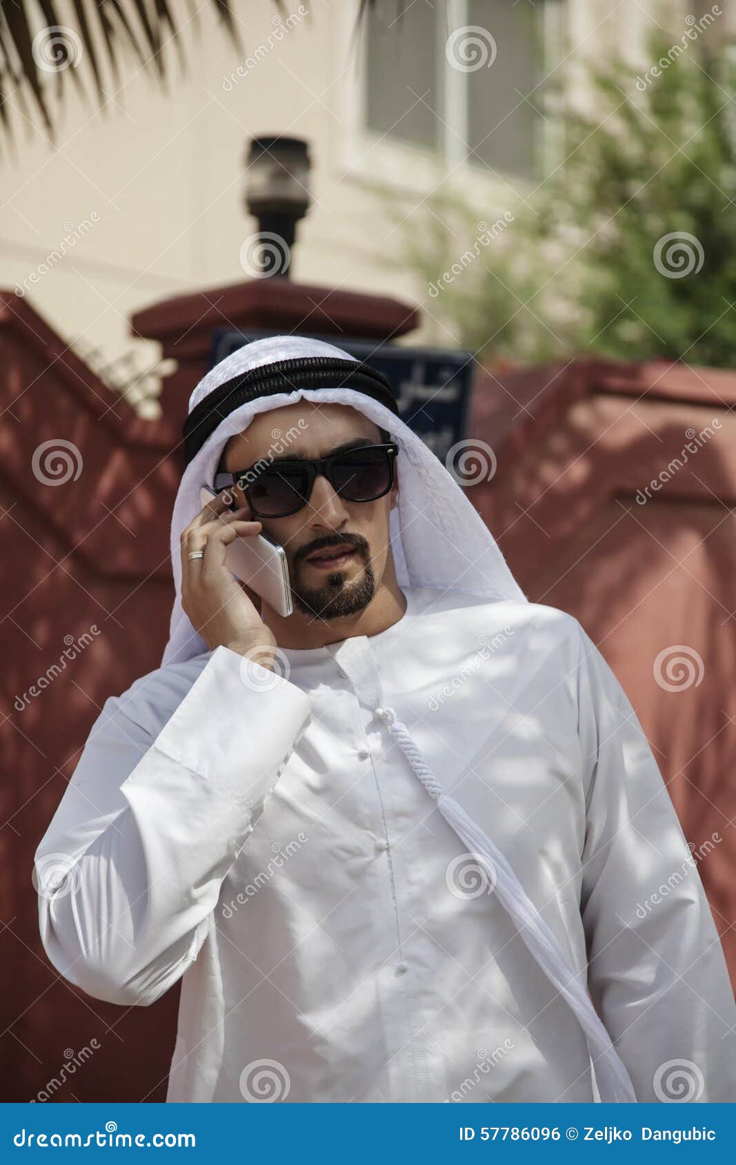 Arabian Male Using Smart Phone Outdoors Stock Photo - Image of ...